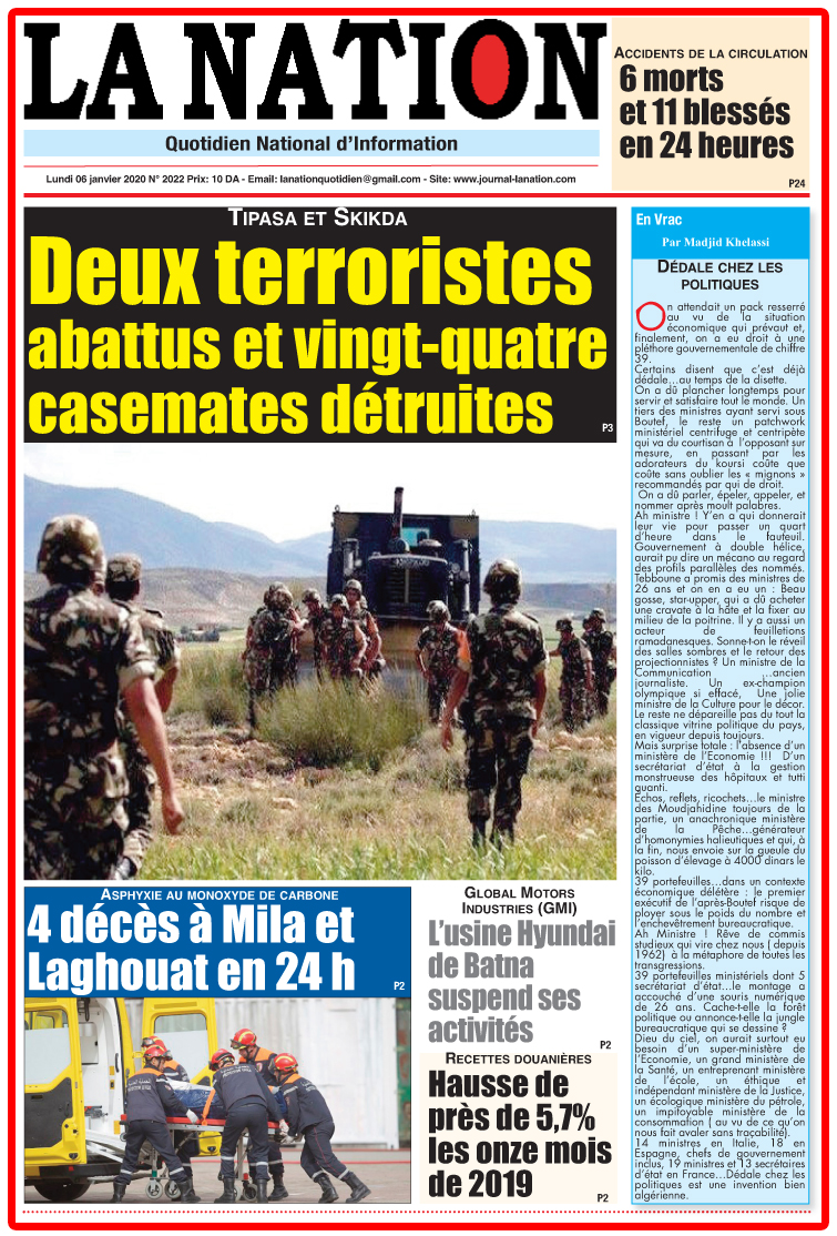 Edition du 06/01/2020 : - LA NATION