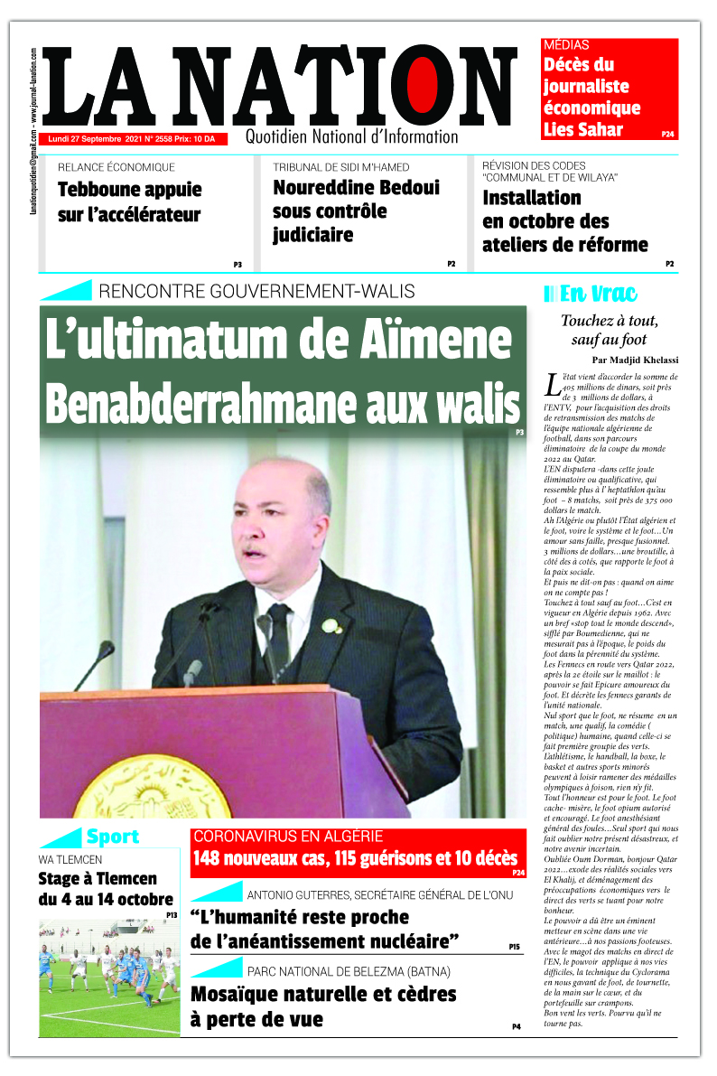 Edition du 27/09/2021 : - LA NATION