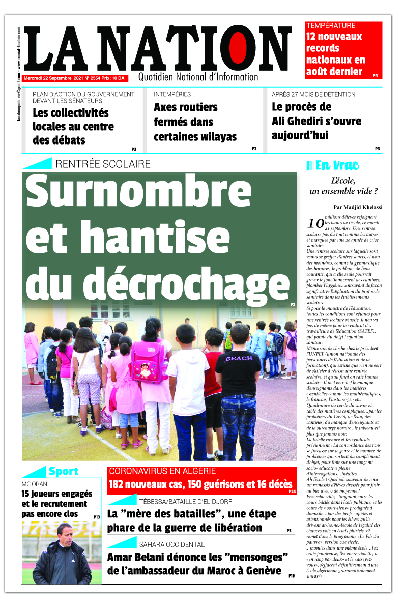 Edition du 21/09/2021 : - LA NATION