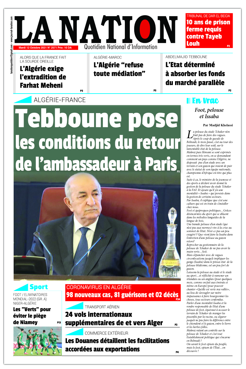 Edition du 12/10/2021 : - LA NATION