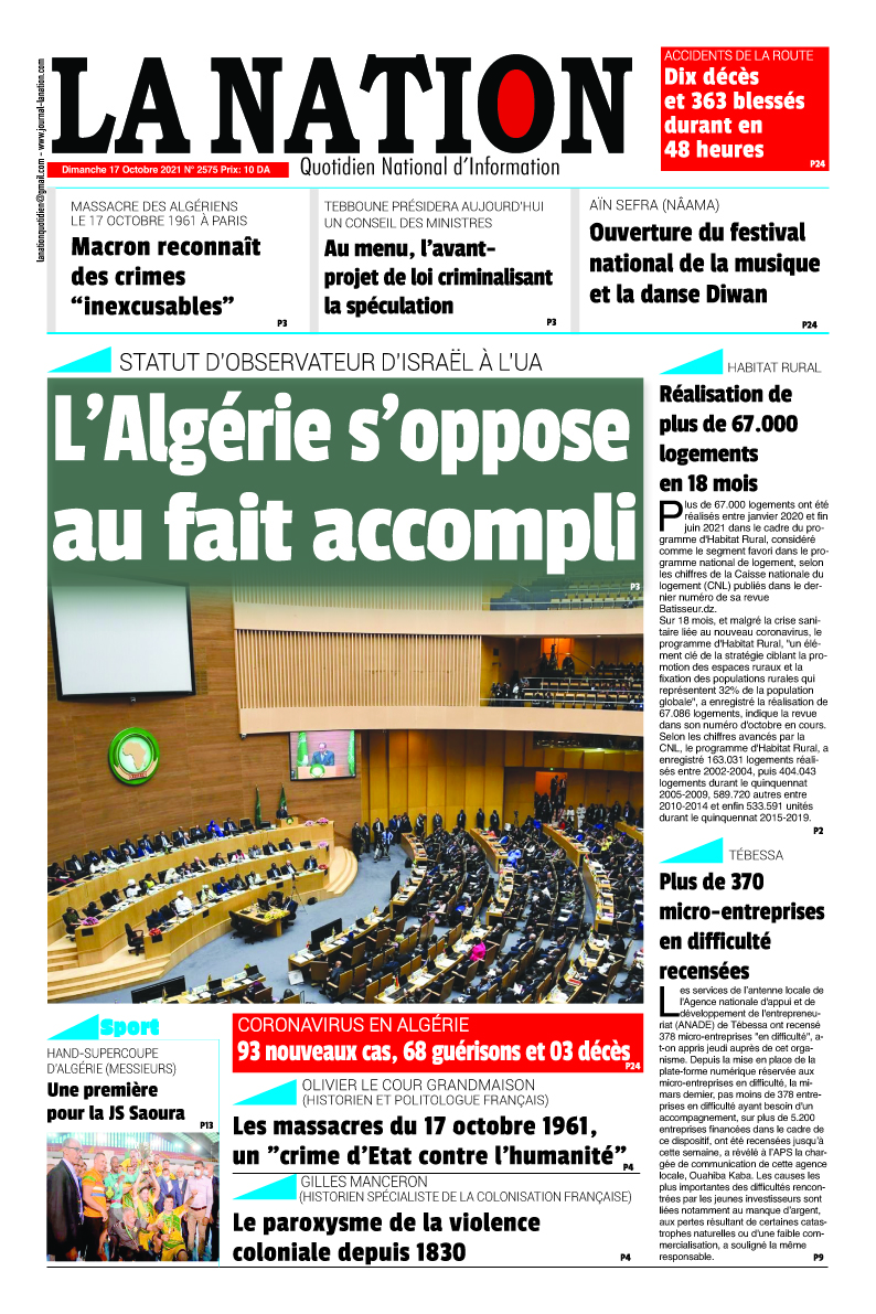 Edition du 17/10/2021 : - LA NATION