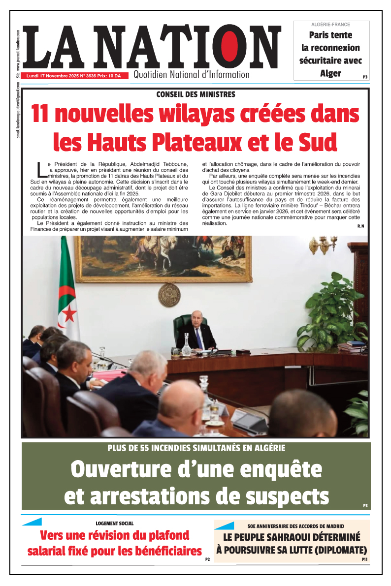 Edition JOURNAL LA NATION N°3636 du 17/11/2025: - LA NATION